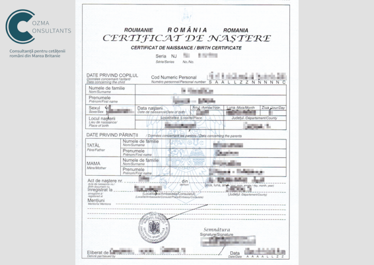 Certificatul de naștere românesc în UK (urgență) - Cozma Consultants